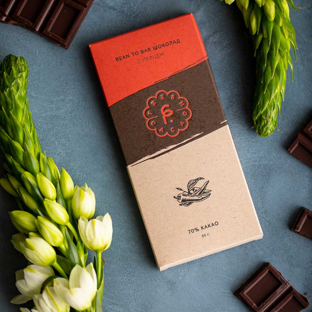 Ремесленный шоколад с перцем Чили 70% FreshCacao, 50гр - present-simple.by